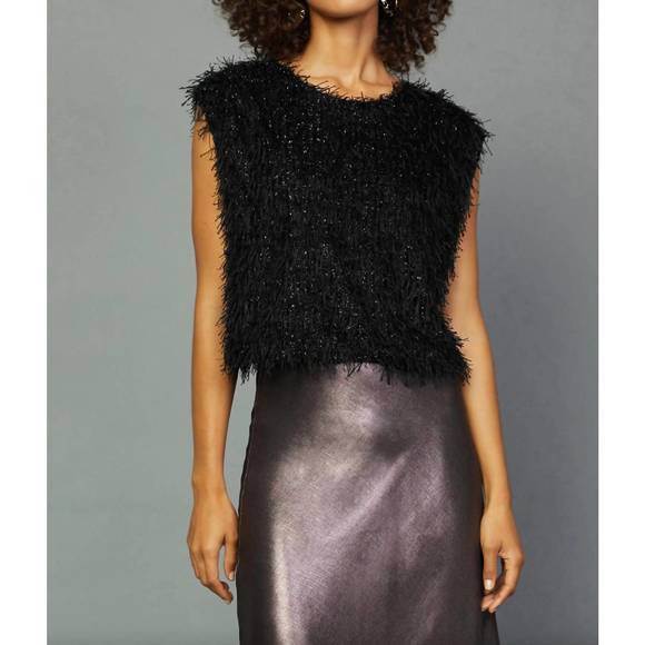 Current Air | Tops | New Current Air Shine On Fringe Top In Black ...
